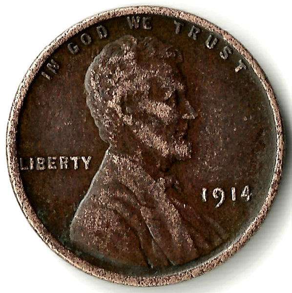 1914 1¢ Lincoln Wheat Cent Coin, WWI-Era Penny, Nice Detail And Lines ...