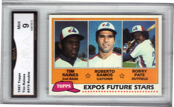 Graded 9 Mint Tim Raines Rookie 1981 Topps #479 HOF Montreal Expos ...