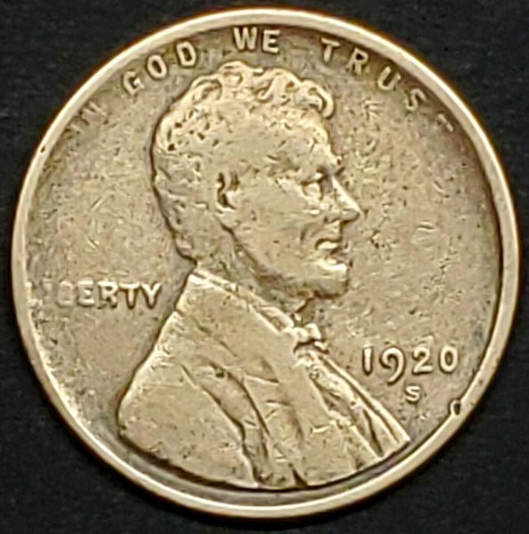 1920-S 1¢ Lincoln Wheat Cent Coin, Roaring 20s, San Francisco Penny ...