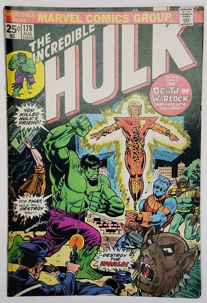 Incredible Hulk #178 Marvel Comics 1974 Triumph on Terra-Two, Warlock ...