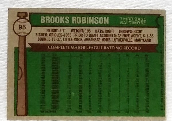 Brooks Robinson 1976 Topps #95 3rd Base, Orioles, Gold Gloves, HOF ...